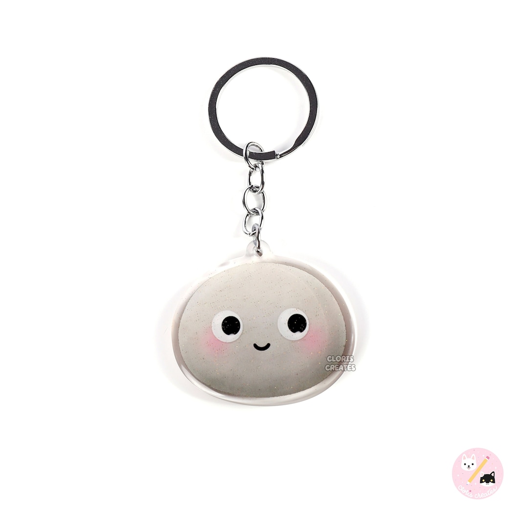 Pet Rock Keychain | Cartoon Chibi Stone Art Pebble Double-sided Glitter ...