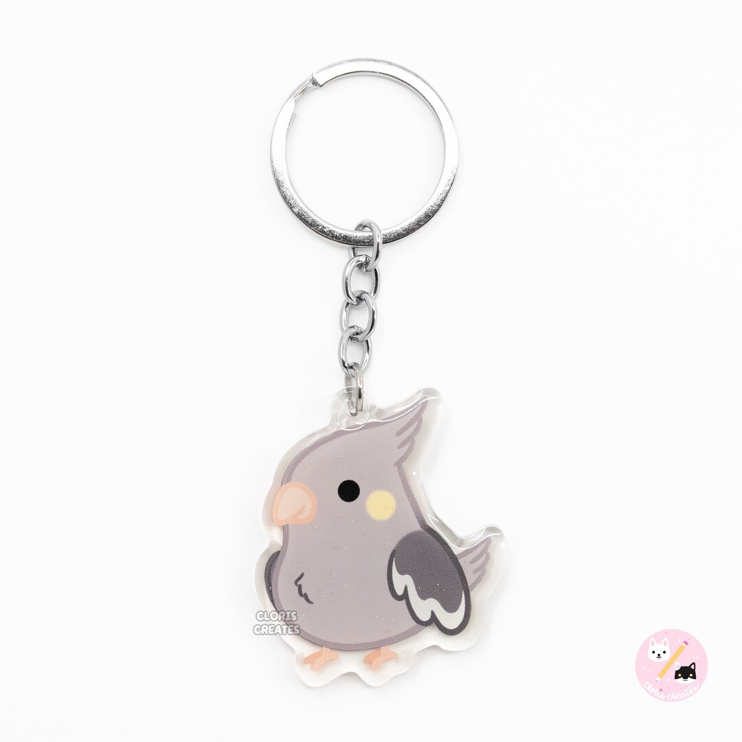 Yellow Cheeked Cockatiel Acrylic Bird Breed Parrot Keychain | Cartoon ...