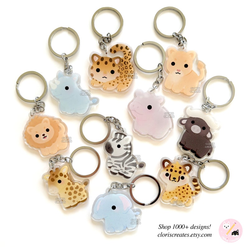 Zebra Acrylic Glitter Keychain | Kawaii Chibi Animal Lover Art Charm ...