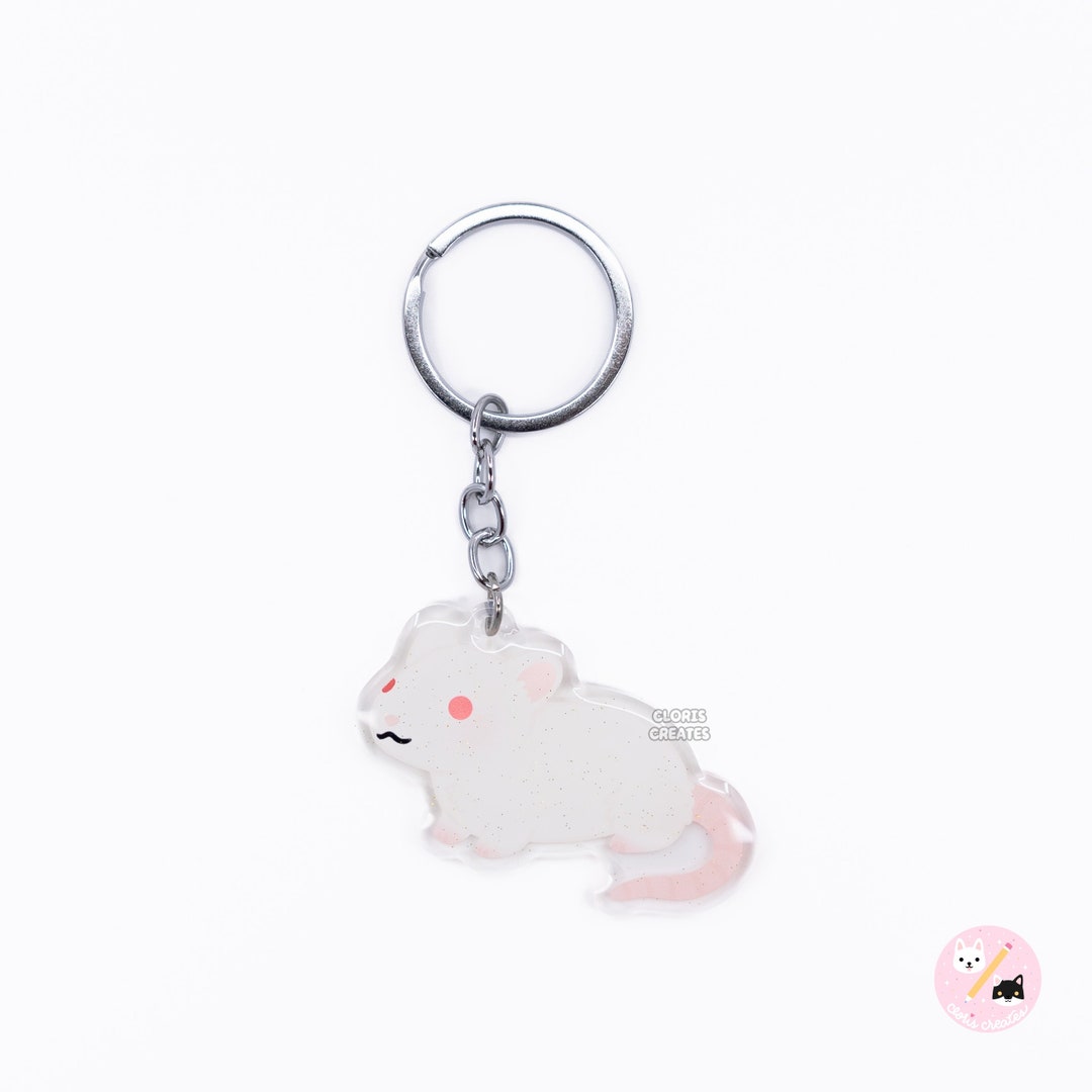 Albino Fancy Rat Acrylic Pet Breed Keychain | Cartoon Kawaii Art Double ...