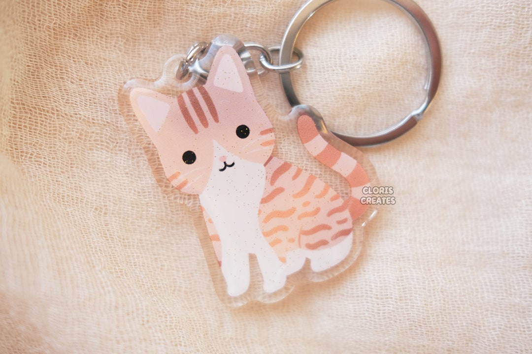 Torbie tortie Tabby Cat Acrylic Pet Breed Keychain Cartoon - Etsy