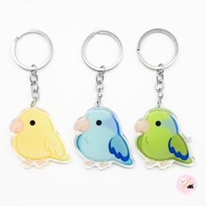 Green Parrotlet Acrylic Bird Breed Keychain | Cartoon Kawaii Art Double ...