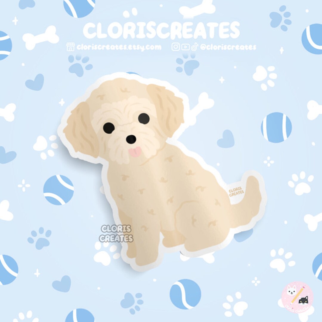Cream Goldendoodle Labradoodle Dog Breed Waterproof Vinyl Sticker ...