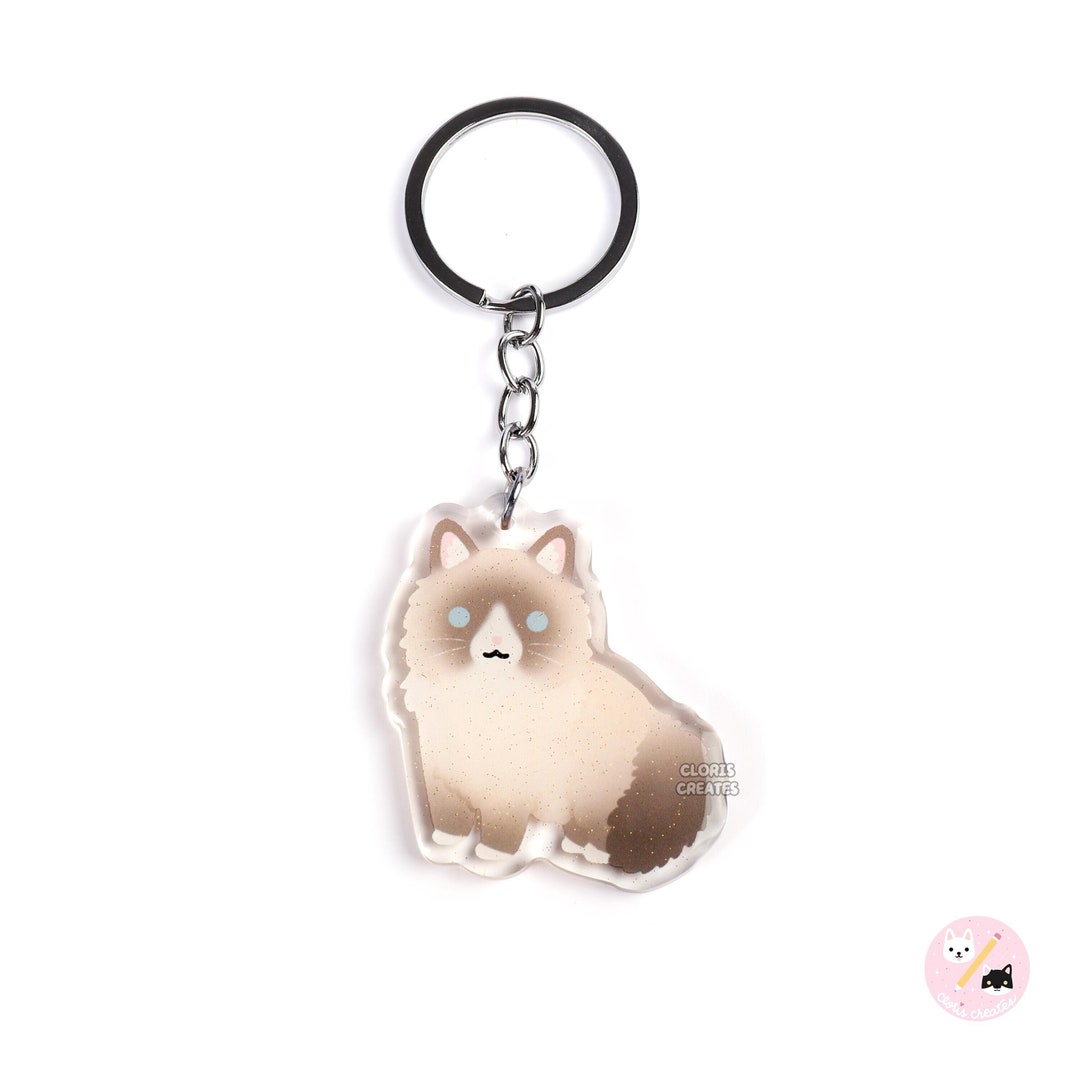 Blue Point Ragdoll Cat Acrylic Pet Breed Keychain | Cartoon Chibi ...