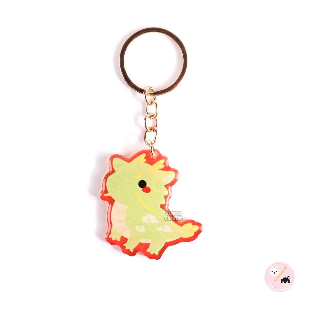 Year of the Dragon Acrylic Glitter Keychain | Kawaii Chibi Lunar New ...