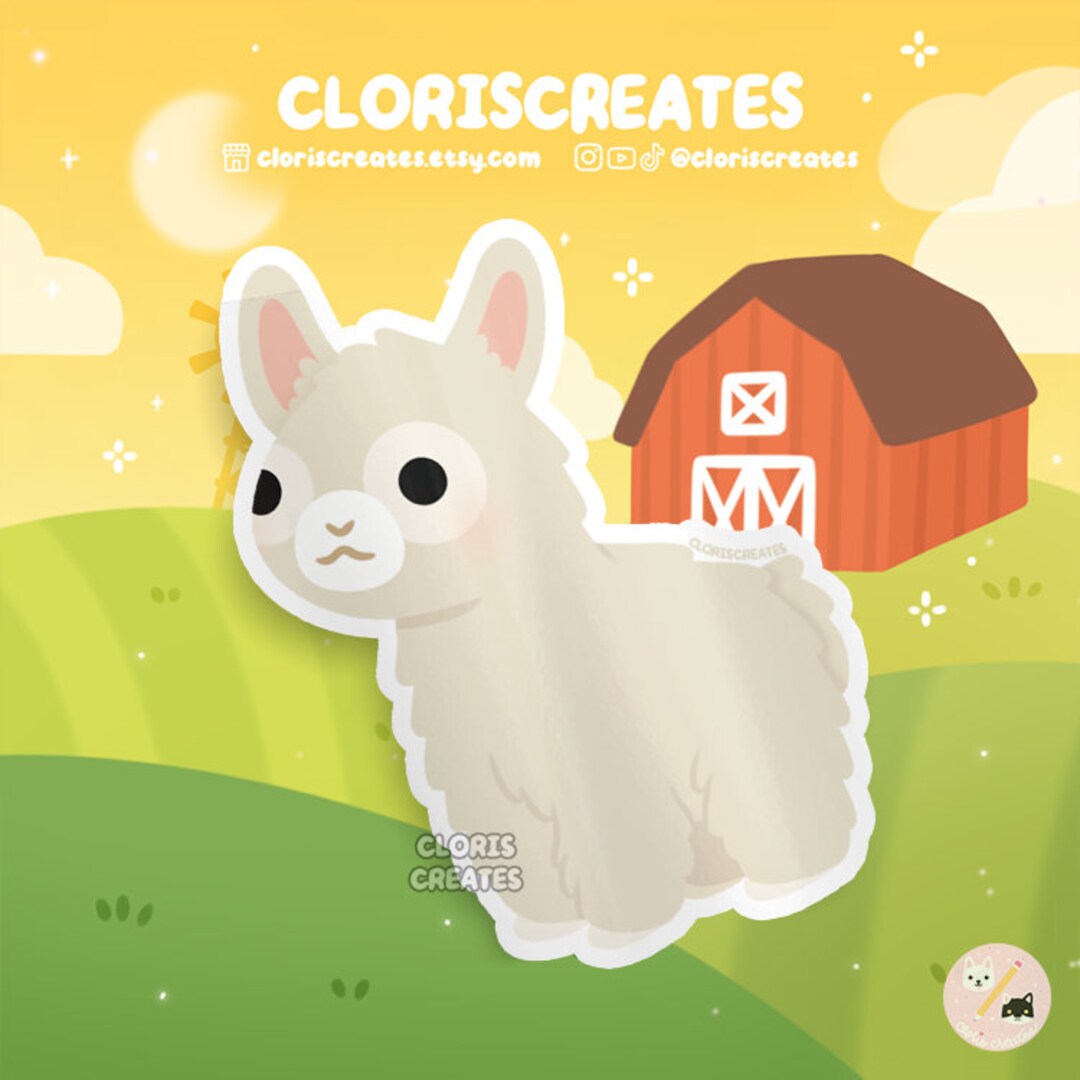 Llama Waterproof Vinyl Sticker | Kawaii Chibi Petting Zoo Souvenir ...