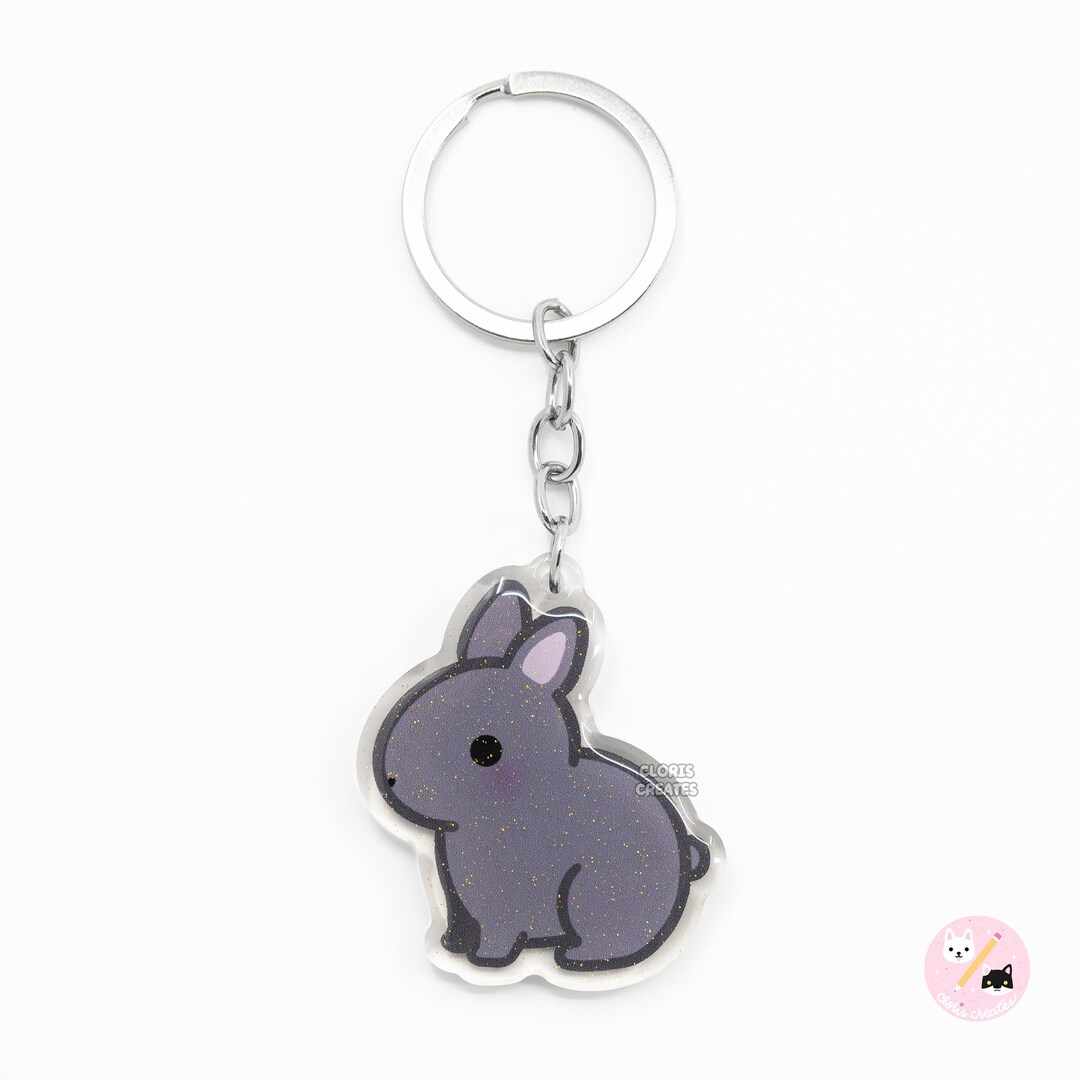 Blue Netherland Dwarf Rabbit Acrylic Pet Breed Keychain | Cartoon ...