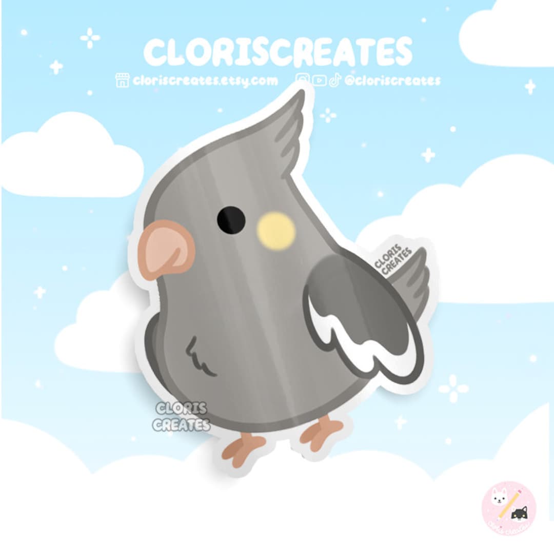 Yellow Cheek Cockatiel Bird Breed Waterproof Vinyl Sticker | Kawaii ...