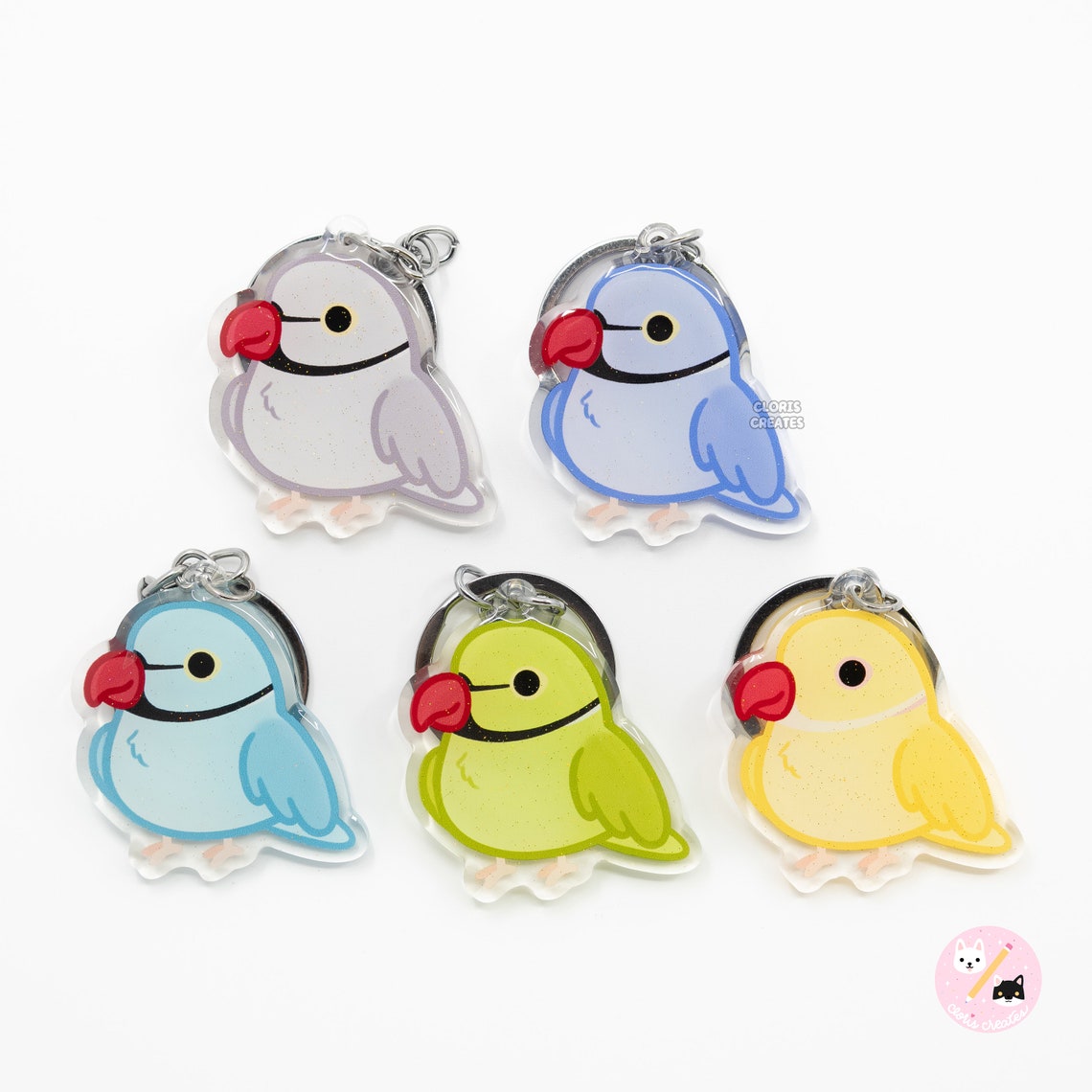 Violet Indian Ringnecked Parakeet Acrylic Bird Breed Keychain | Cartoon ...