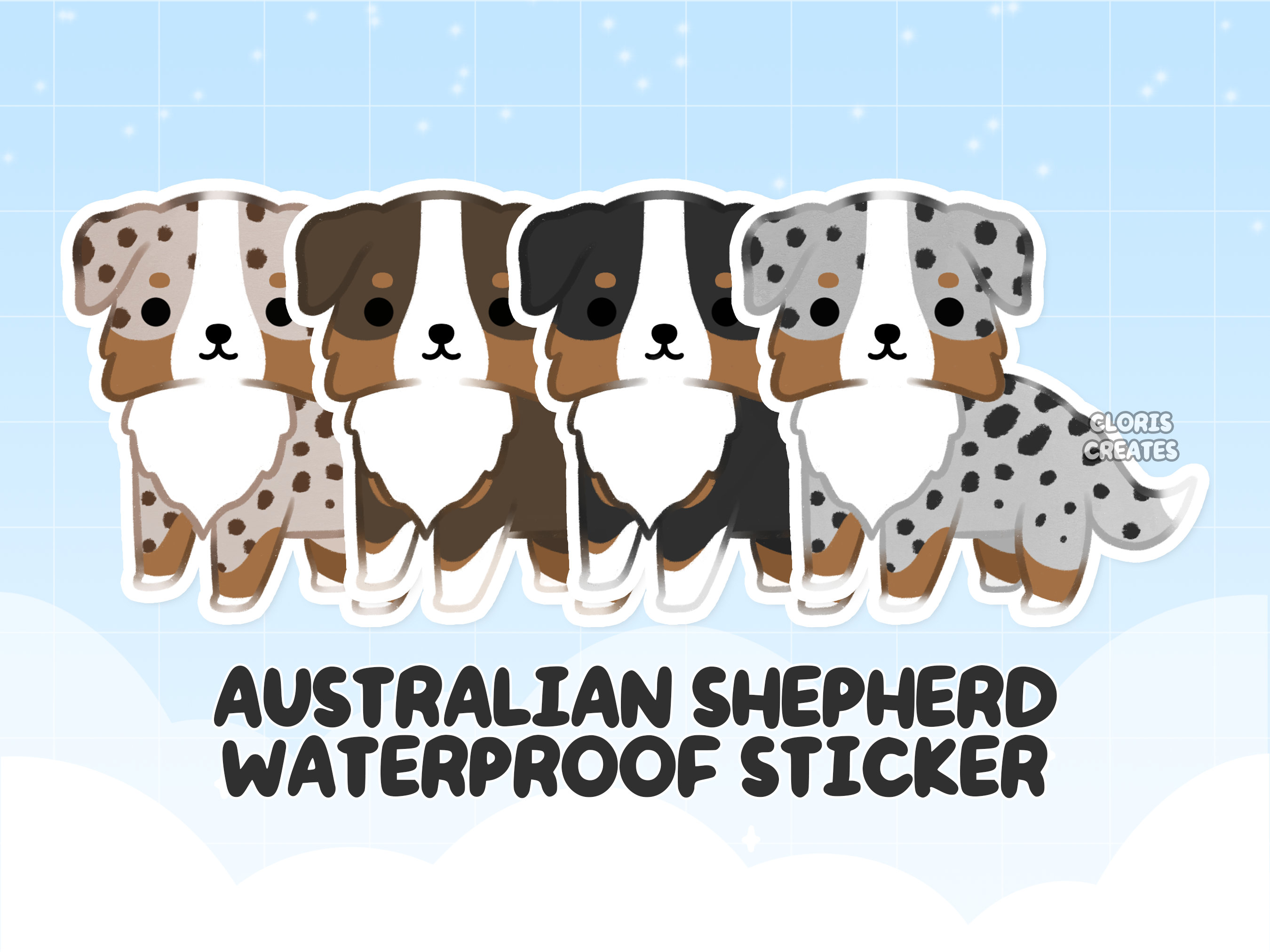 Australian Shepherd Sticker 4 Sticker Cute Dog Sticker Paper Bumper ...