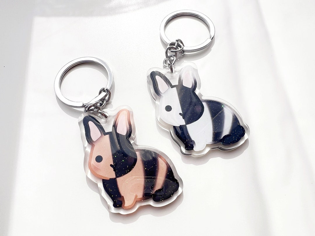 Harlequin Magpie Rabbit Acrylic Pet Breed Keychain Cartoon - Etsy