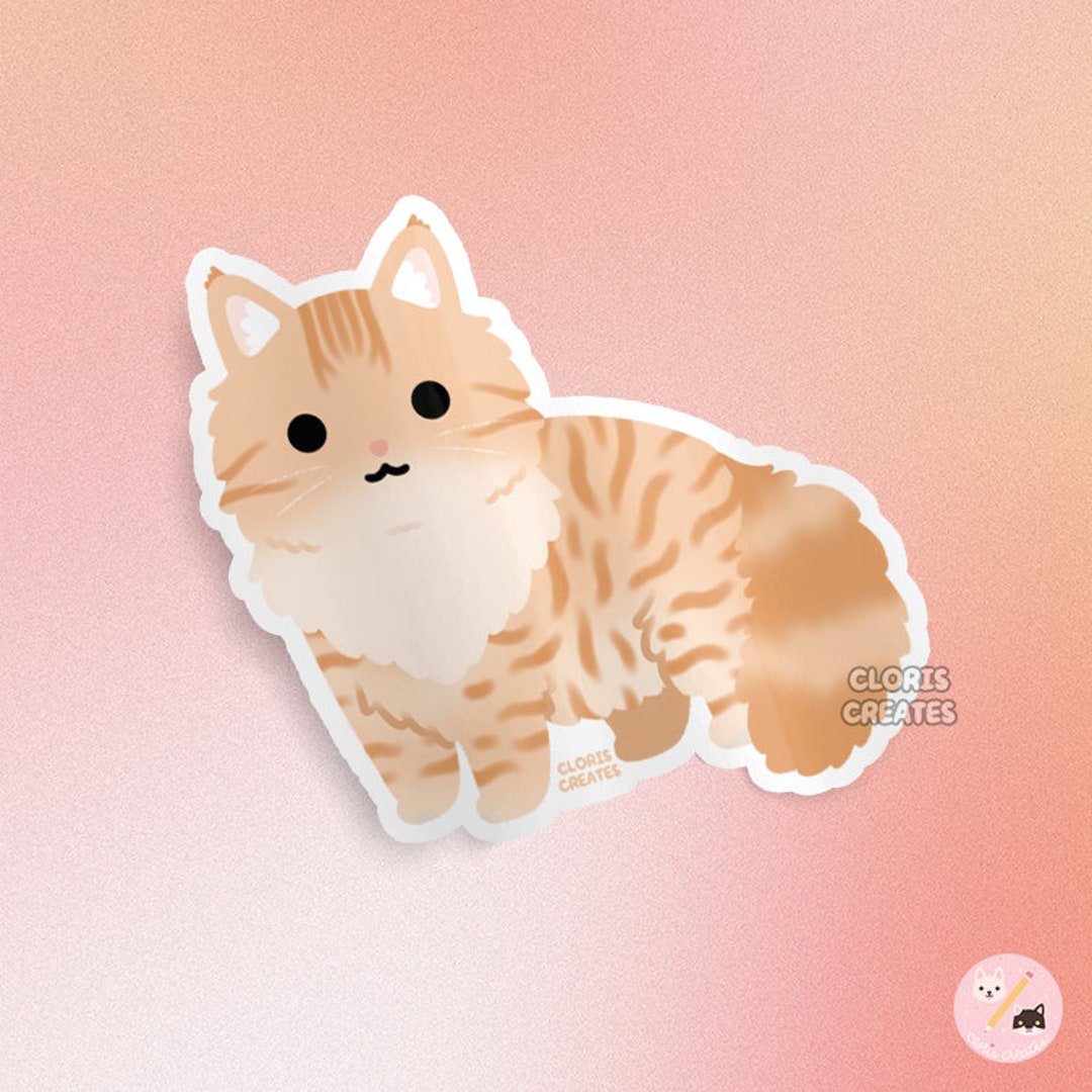 Orange Tabby Norwegian Forest Cat Waterproof Vinyl Sticker - Etsy