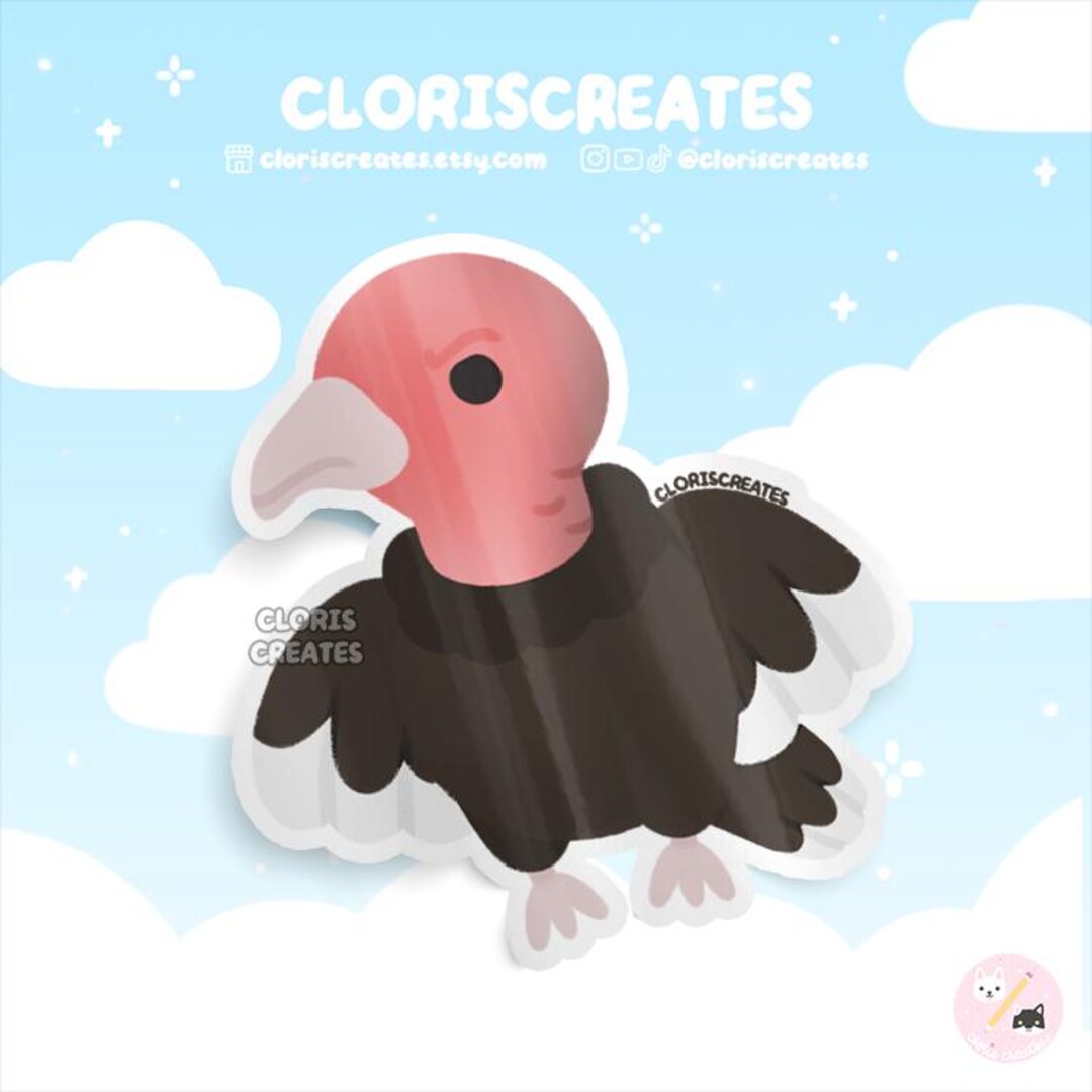 Turkey Vulture Condor Waterproof Vinyl Sticker | Kawaii Chibi Animal ...