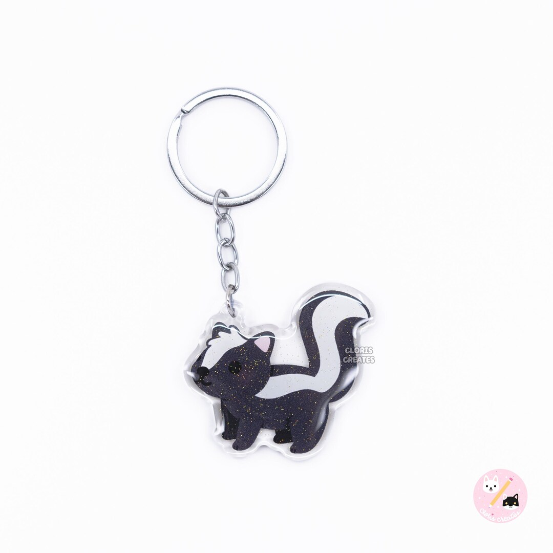 Skunk Acrylic Wildlife Keychain | Cartoon Chibi Pet Art Double-sided ...