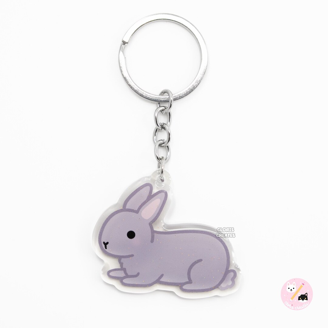 Light Gray Flemish Giant Rabbit Pet Breed Keychain | Cartoon Kawaii Art ...