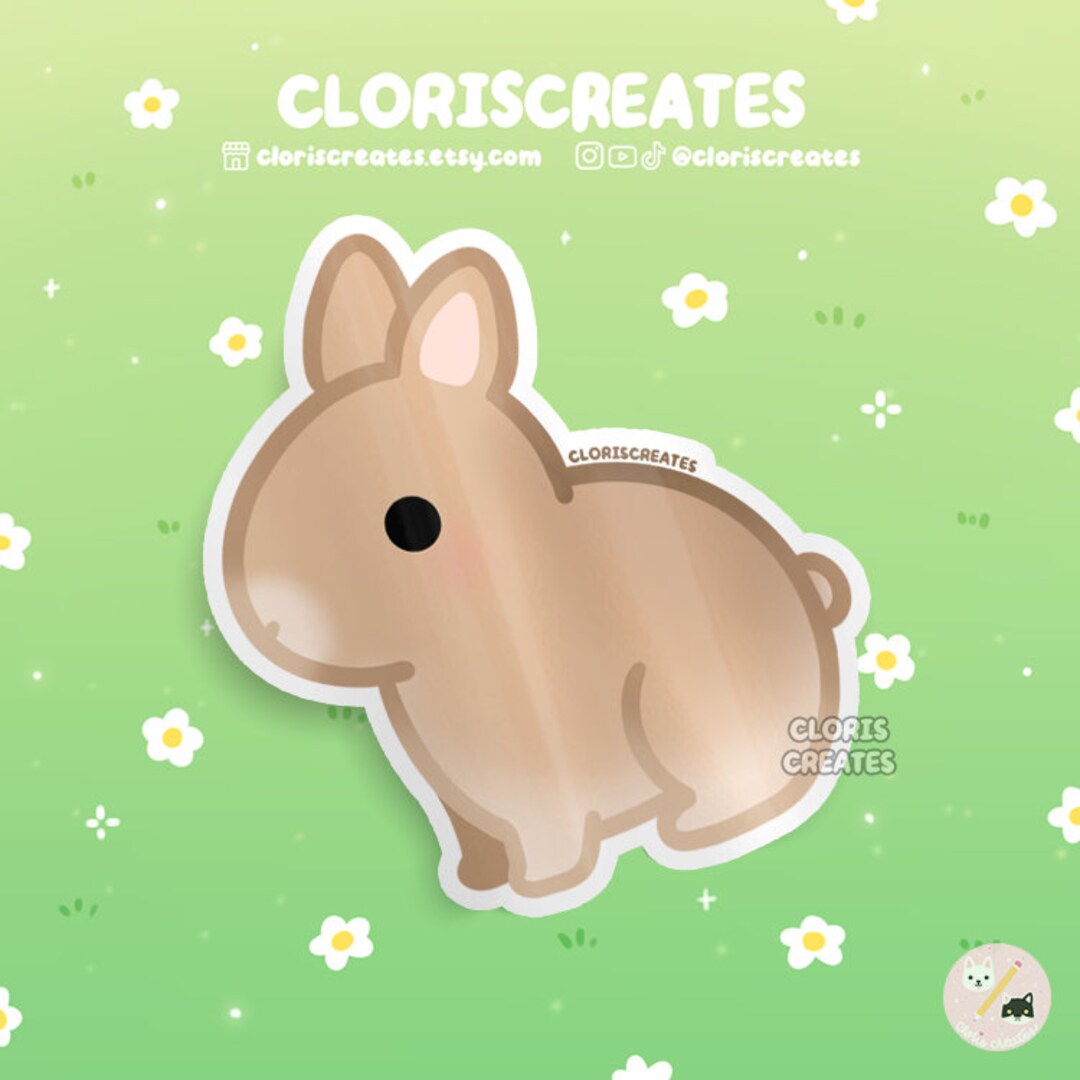 Orange Netherland Dwarf Rabbit Waterproof Vinyl Sticker | Kawaii Chibi ...