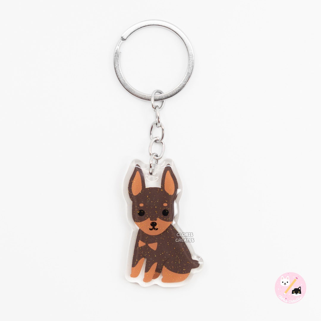 Cropped Red Doberman Pinscher Acrylic Dog Breed Keychain | Cartoon ...