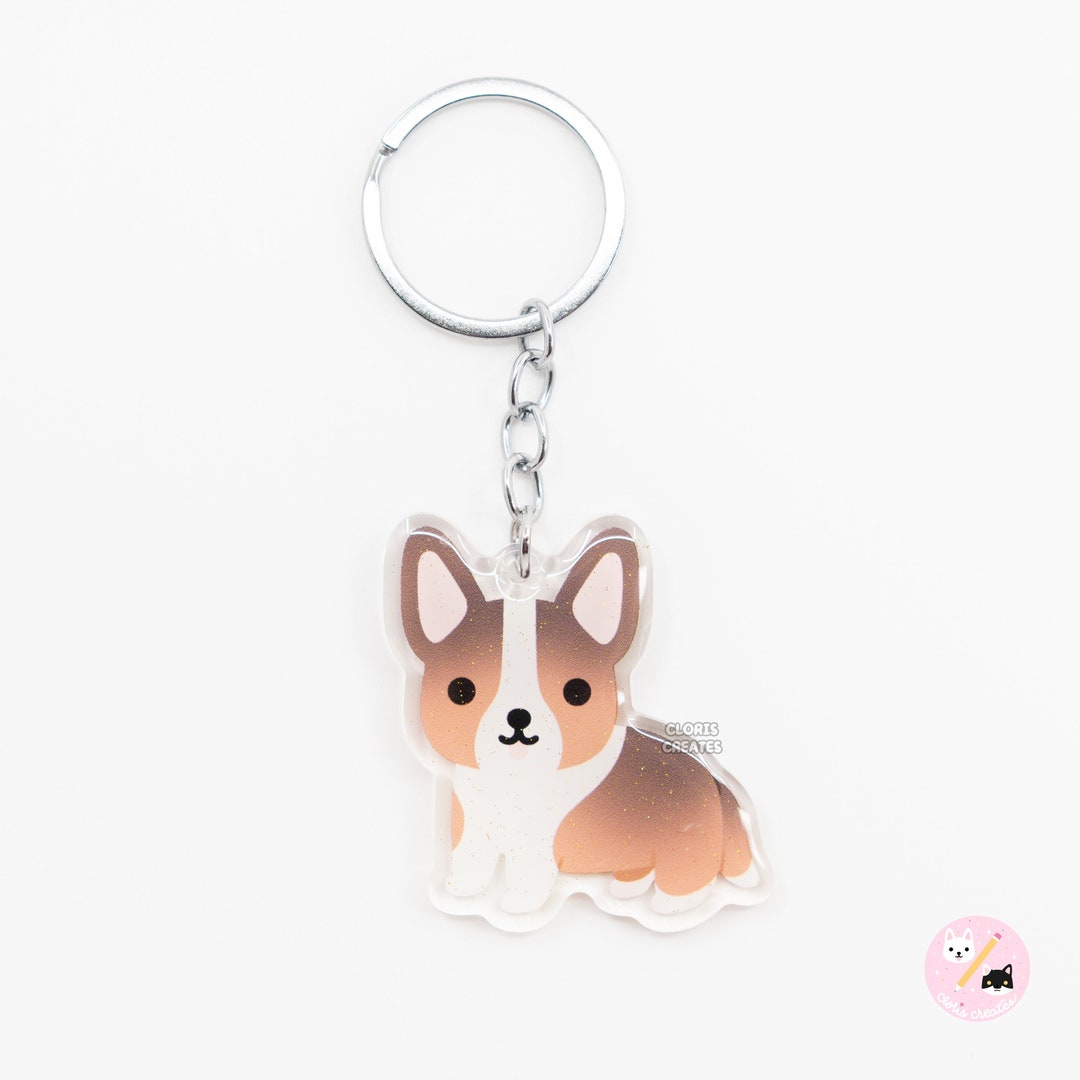 Sable Cardigan Corgi Acrylic Dog Breed Keychain | Cartoon Kawaii Art ...