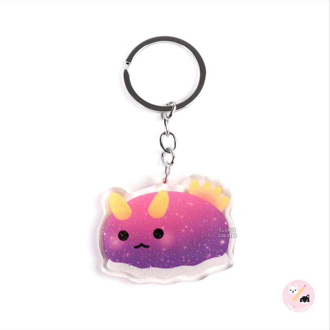 Bubblegum Worm Cinderella Nudibranch Sea Slug Acrylic Glitter Keychain ...