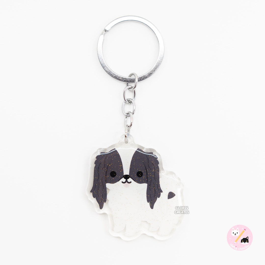 Black Japanese Chin Acrylic Dog Breed Keychain | Cartoon Kawaii Art ...