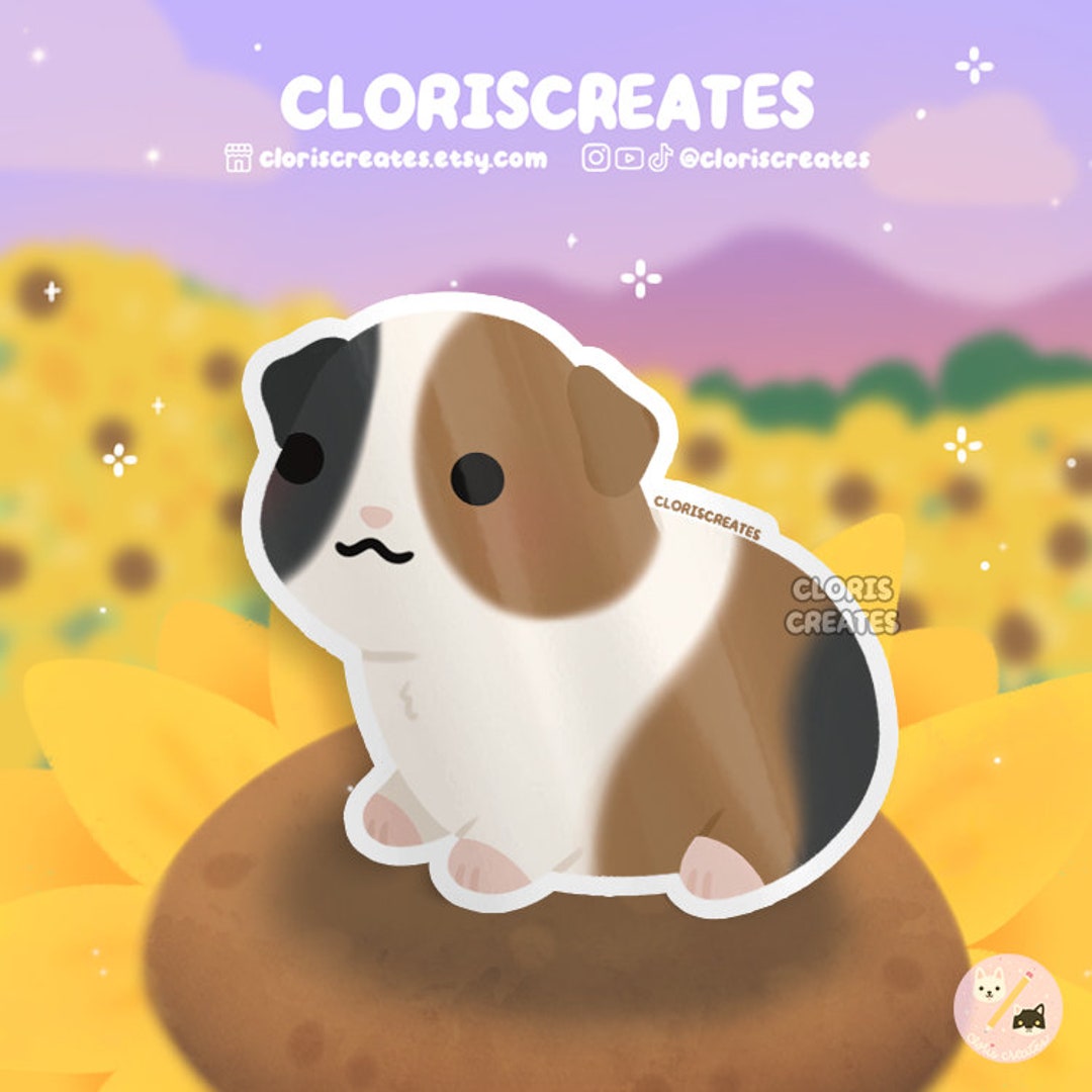 Tricolor American Guinea Pig Cavy Waterproof Vinyl Sticker | Kawaii ...