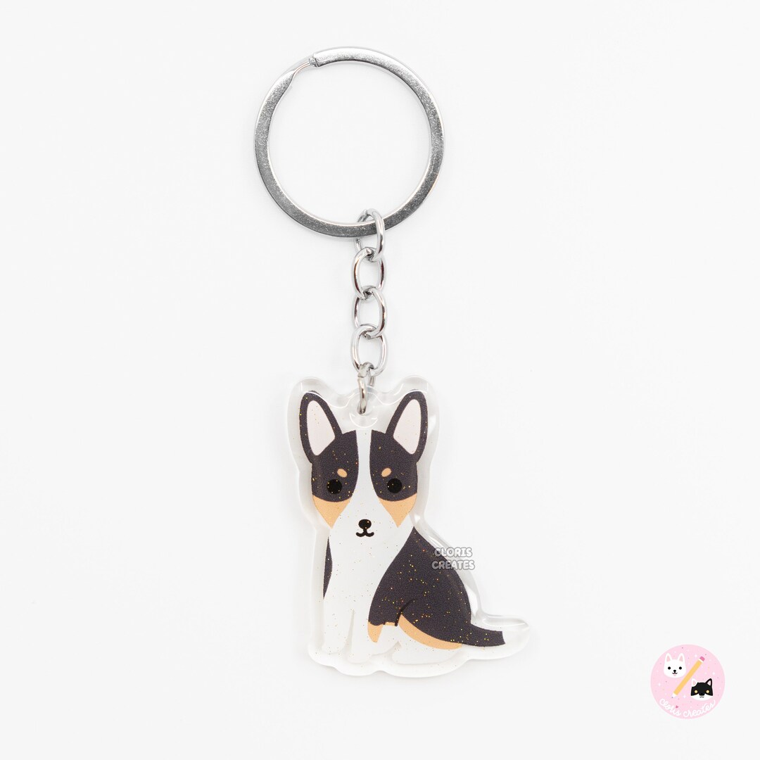 Black Tri Bull Terrier Acrylic Mixed Dog Keychain | Cartoon Kawaii Art ...