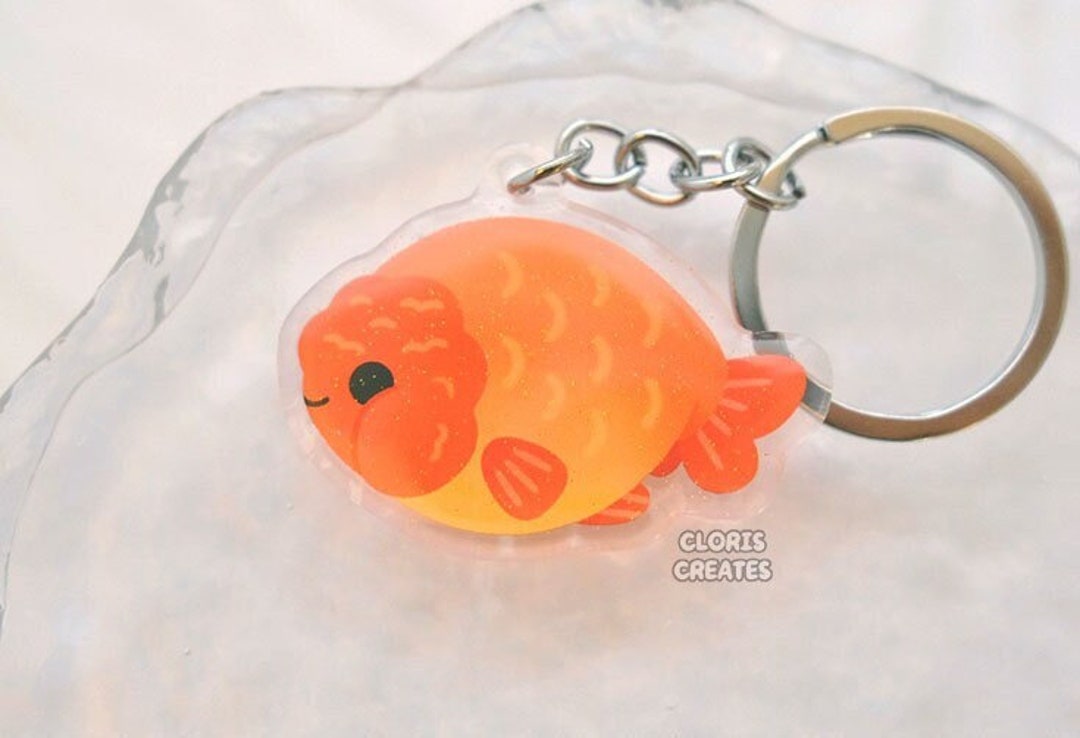Ranchu Goldfish Red Orange Keychain Cartoon Chibi Aquarium - Etsy