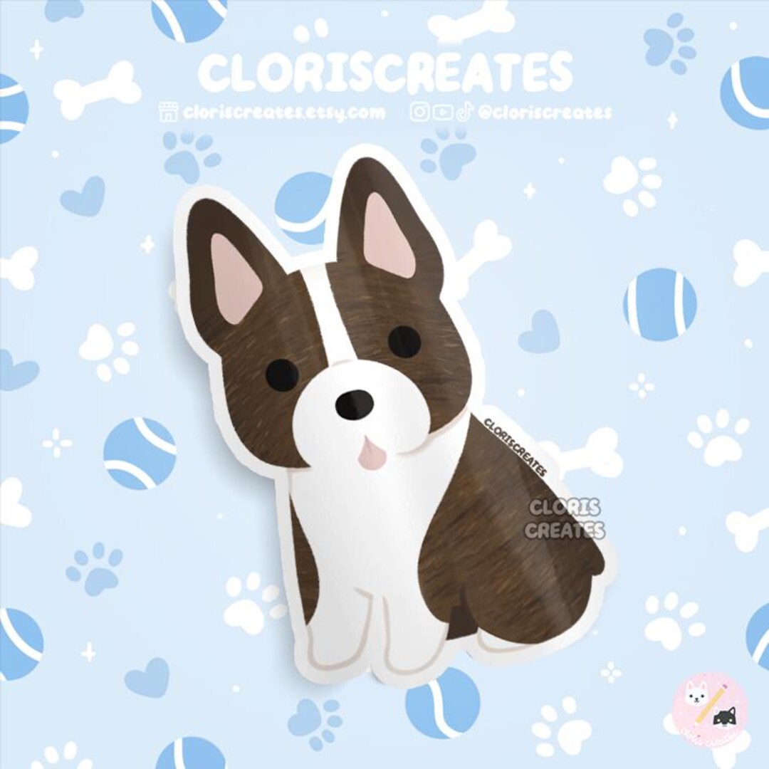 Brindle Boston Terrier Dog Breed Waterproof Vinyl Sticker | Kawaii ...