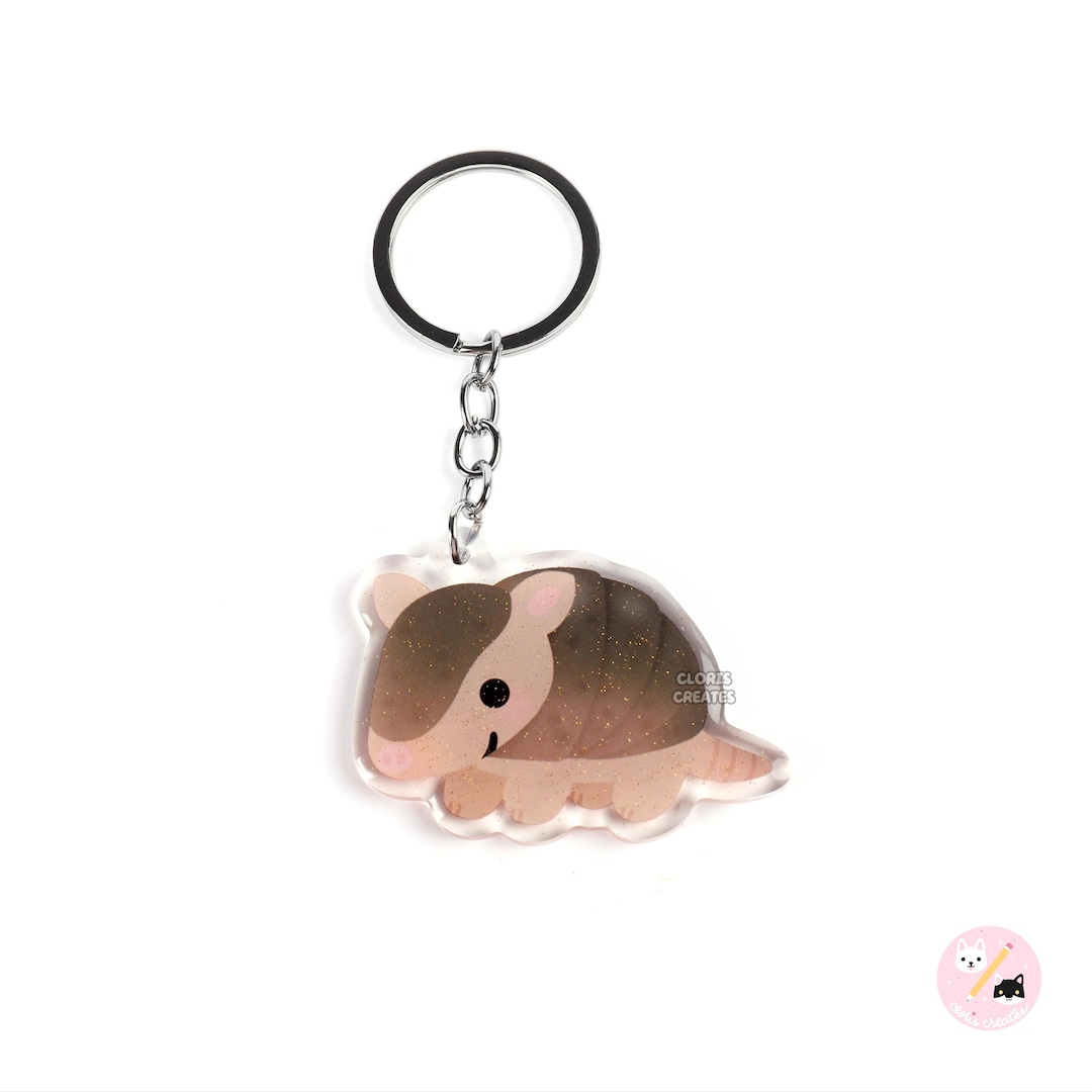 Armadillo Acrylic Glitter Keychain | Kawaii Chibi Wild Animal Lover Art ...
