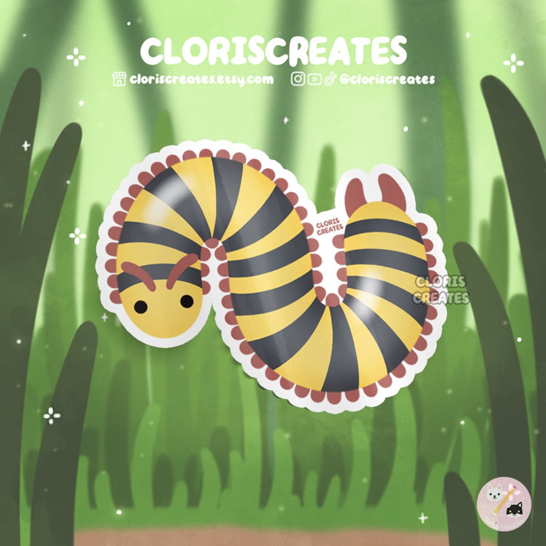 Bumblebee Millipede Waterproof Die Cut Sticker | Kawaii Chibi Bug Art ...