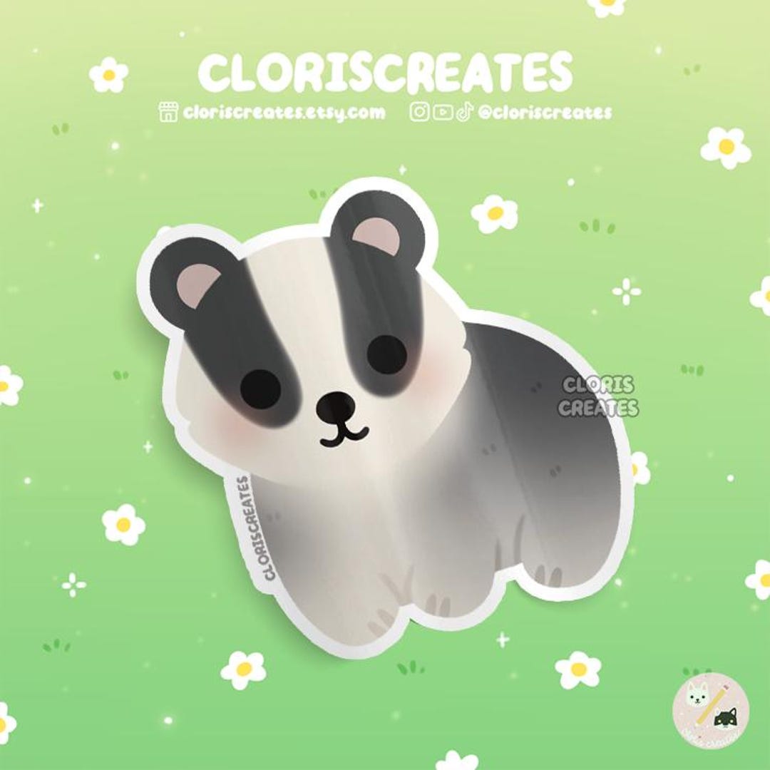 Badger Waterproof Vinyl Sticker | Kawaii Chibi Wild Animal Lover Art ...