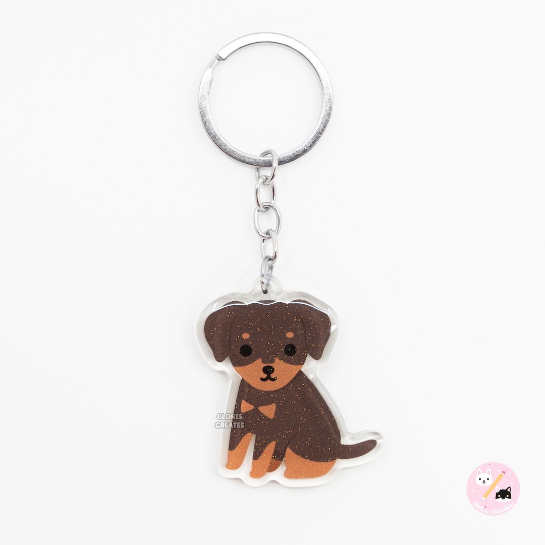 Flop Eared Red Doberman Pinscher Acrylic Dog Keychain | Cartoon Kawaii ...