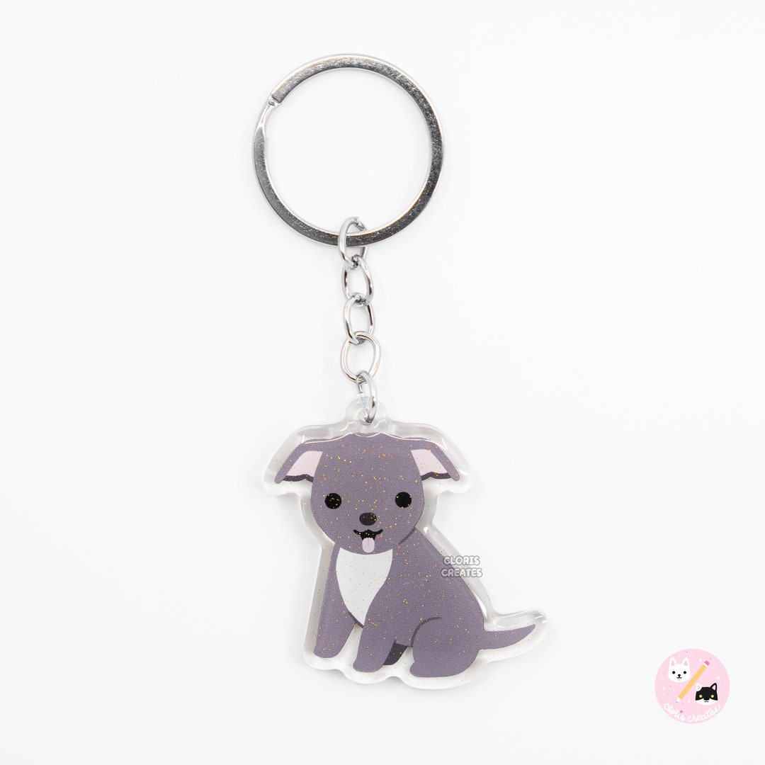 Blue Pitbull Staffy Staffordshire Bull Terrier Acrylic Dog Keychain ...