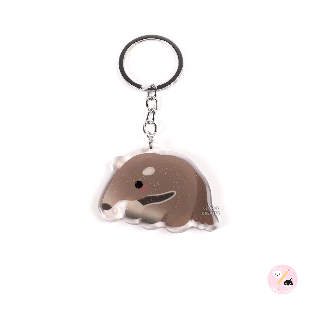 Anteater Acrylic Glitter Keychain | Kawaii Chibi Wild Animal Lover Art ...