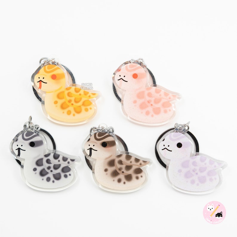 Coral Pink Hognose Snake Acrylic Keychain | Cartoon Kawaii Art Exotic ...
