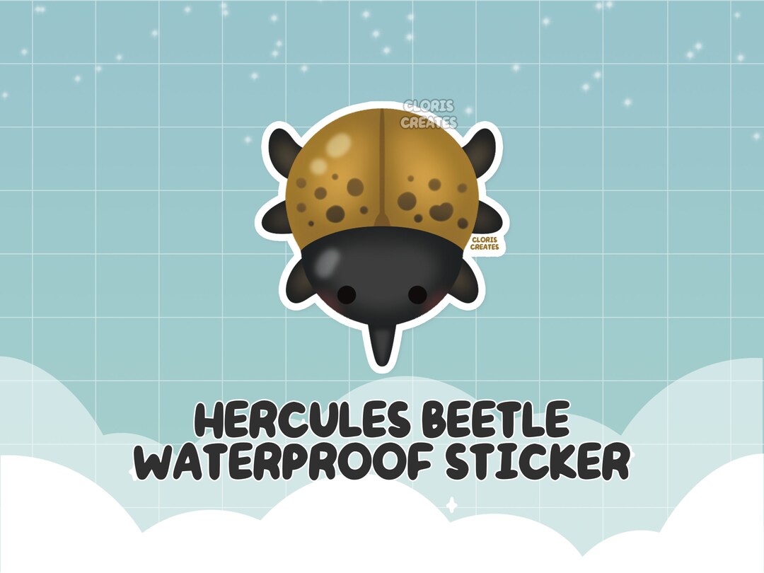 Hercules Beetle Waterproof Die Cut Sticker Kawaii Chibi Bug - Etsy