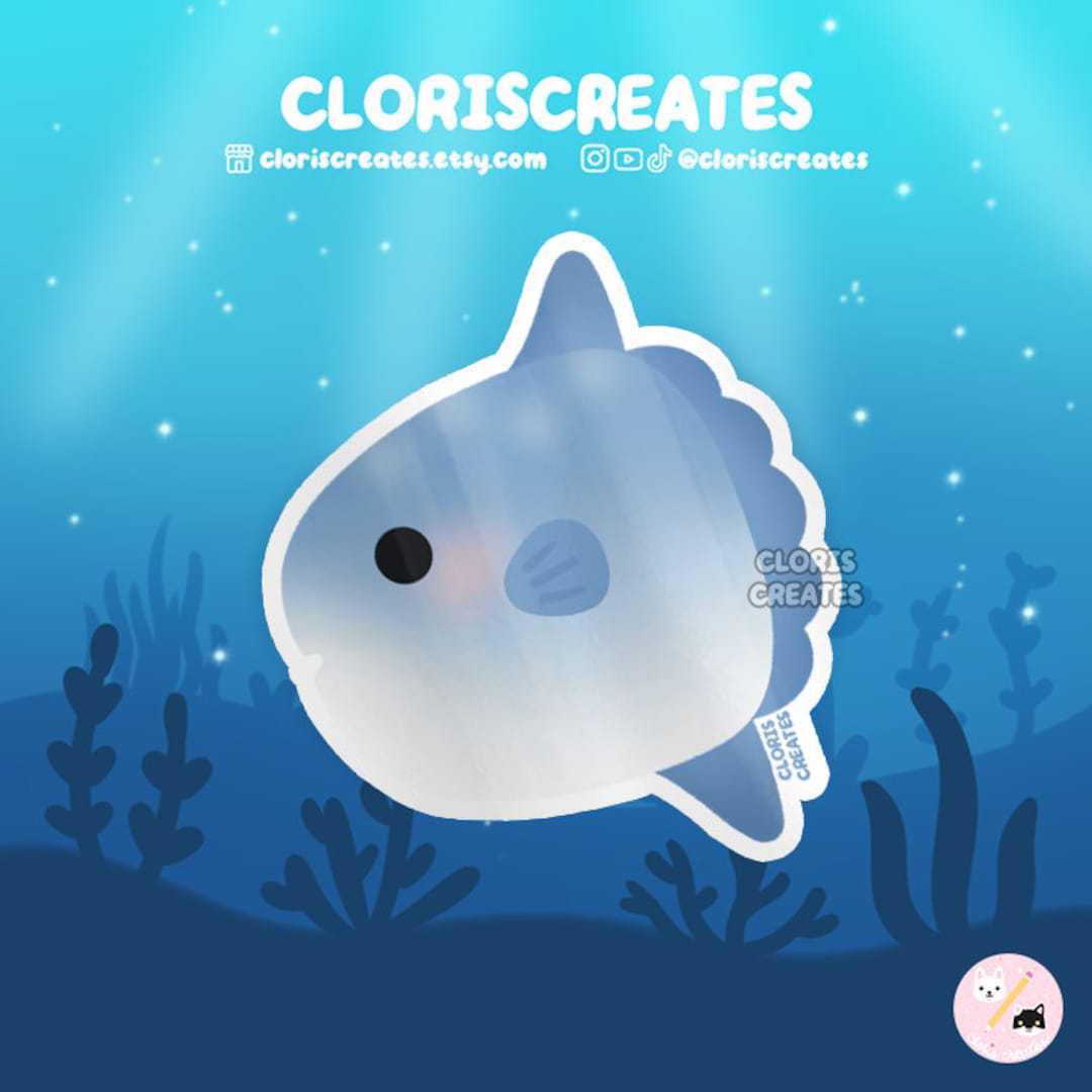 Ocean Sunfish Mola Mola Waterproof Vinyl Sticker | Kawaii Chibi Marine ...