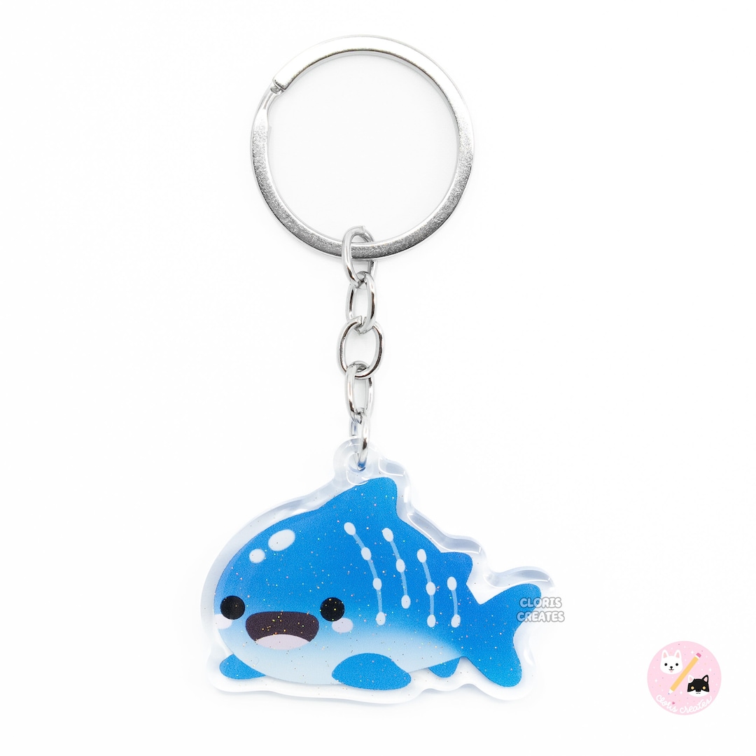 Whale Shark Acrylic Glitter Keychain | Kawaii Chibi Marine Animal Lover ...