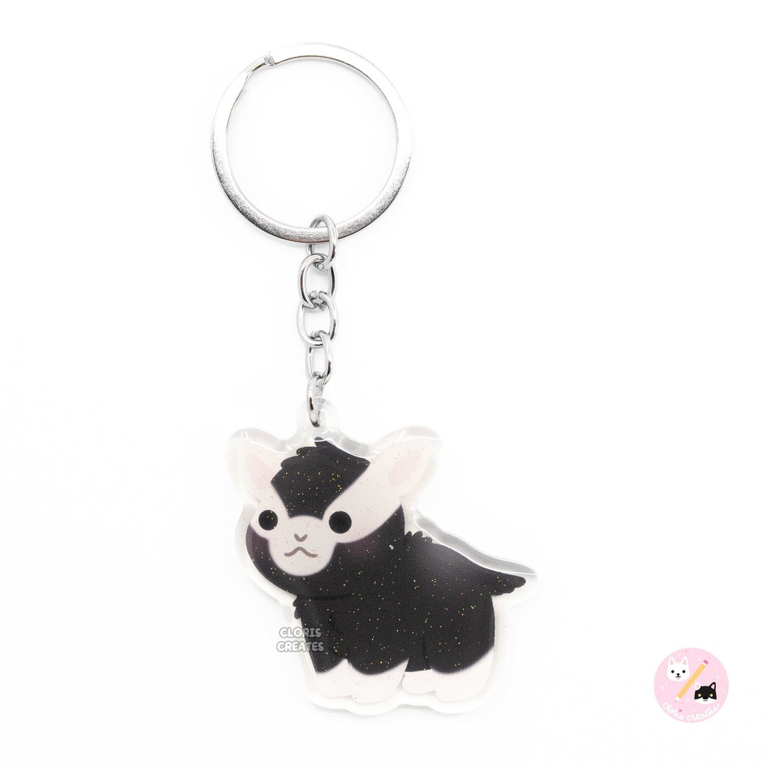 Toggenburg Beige Black Goat Keychain | Cartoon Chibi Art Farm Animal ...