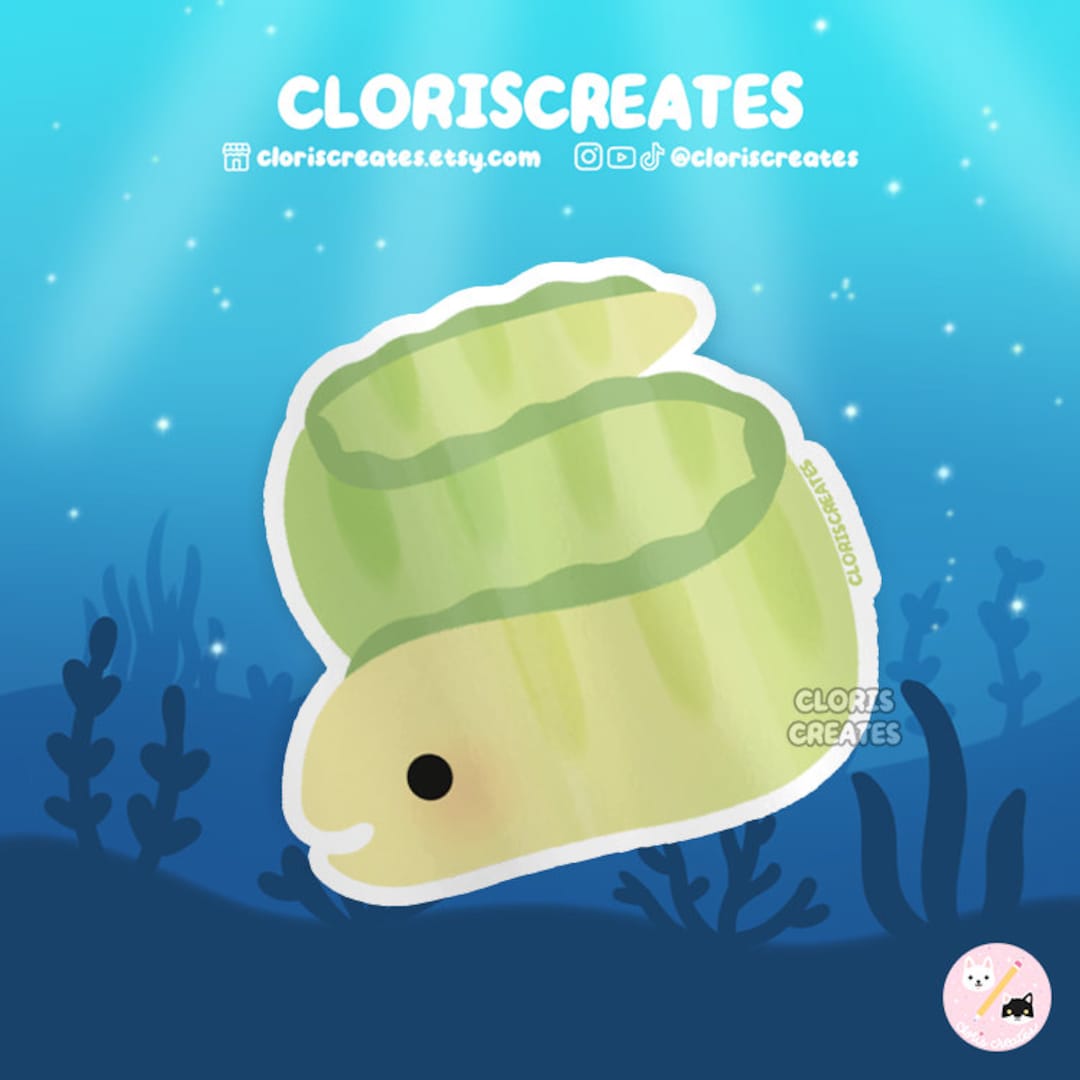 Moray Eel Waterproof Vinyl Sticker | Kawaii Chibi Marine Animal Ocean ...