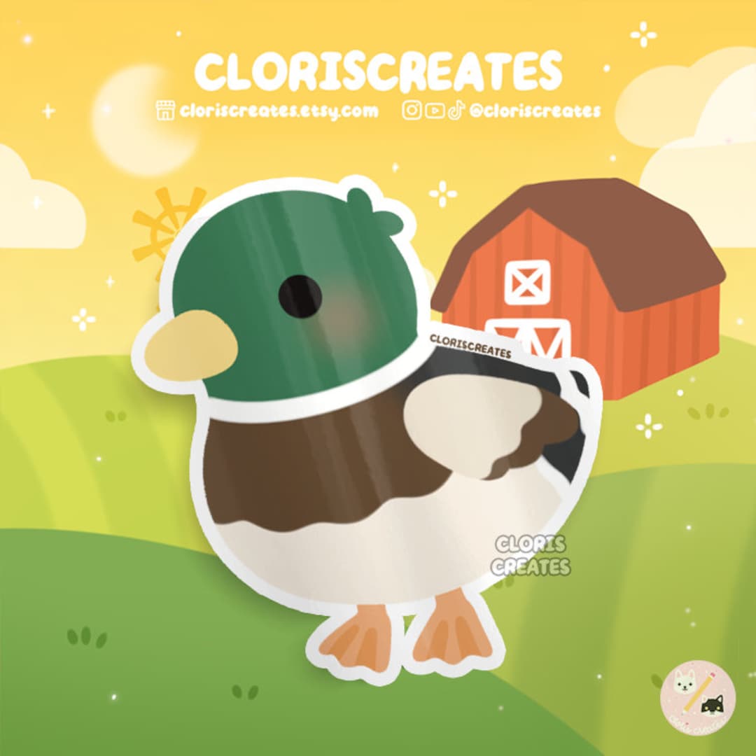 Mallard Duck Waterproof Vinyl Sticker | Kawaii Chibi Petting Zoo ...