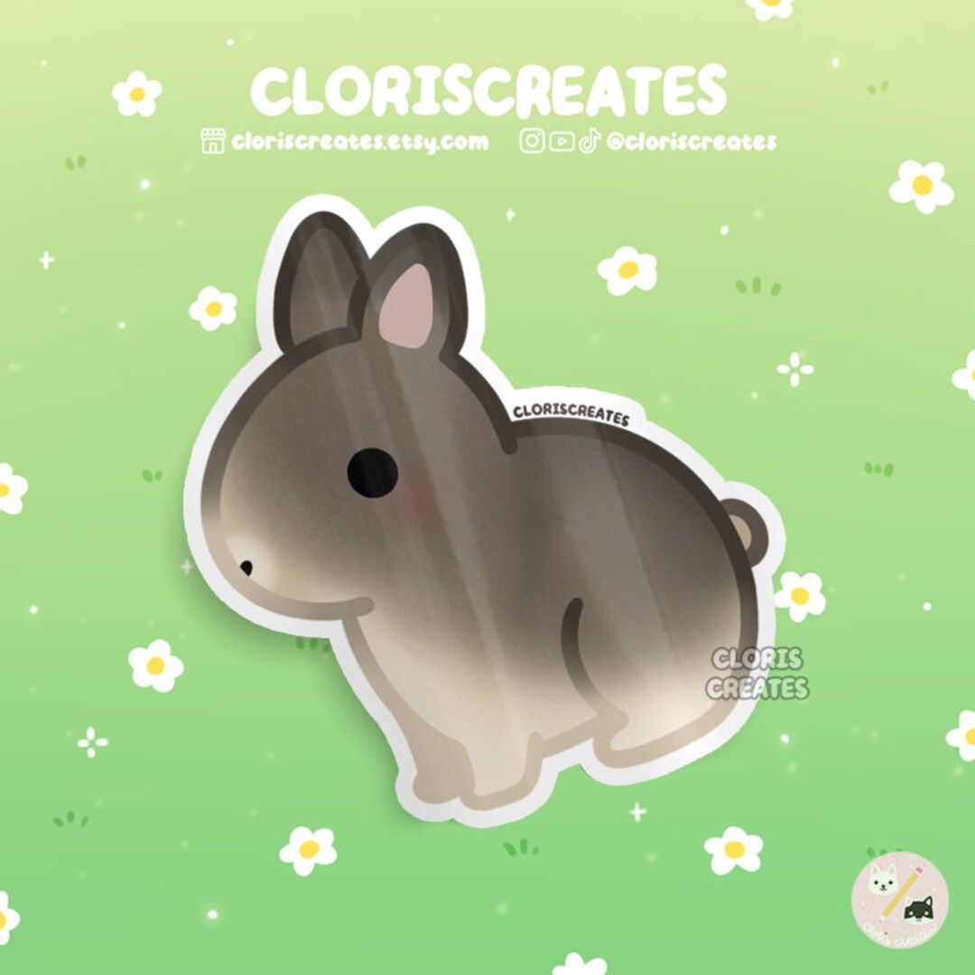 Chestnut Netherland Dwarf Rabbit Waterproof Vinyl Sticker | Kawaii ...
