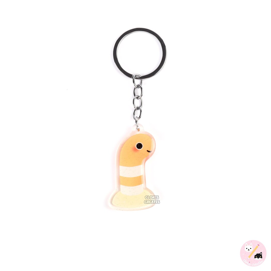 Striped Garden Eel Acrylic Glitter Keychain | Kawaii Chibi Marine ...