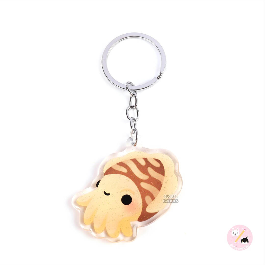 Cuttlefish Acrylic Glitter Keychain | Kawaii Marine Animal Squid Lover ...
