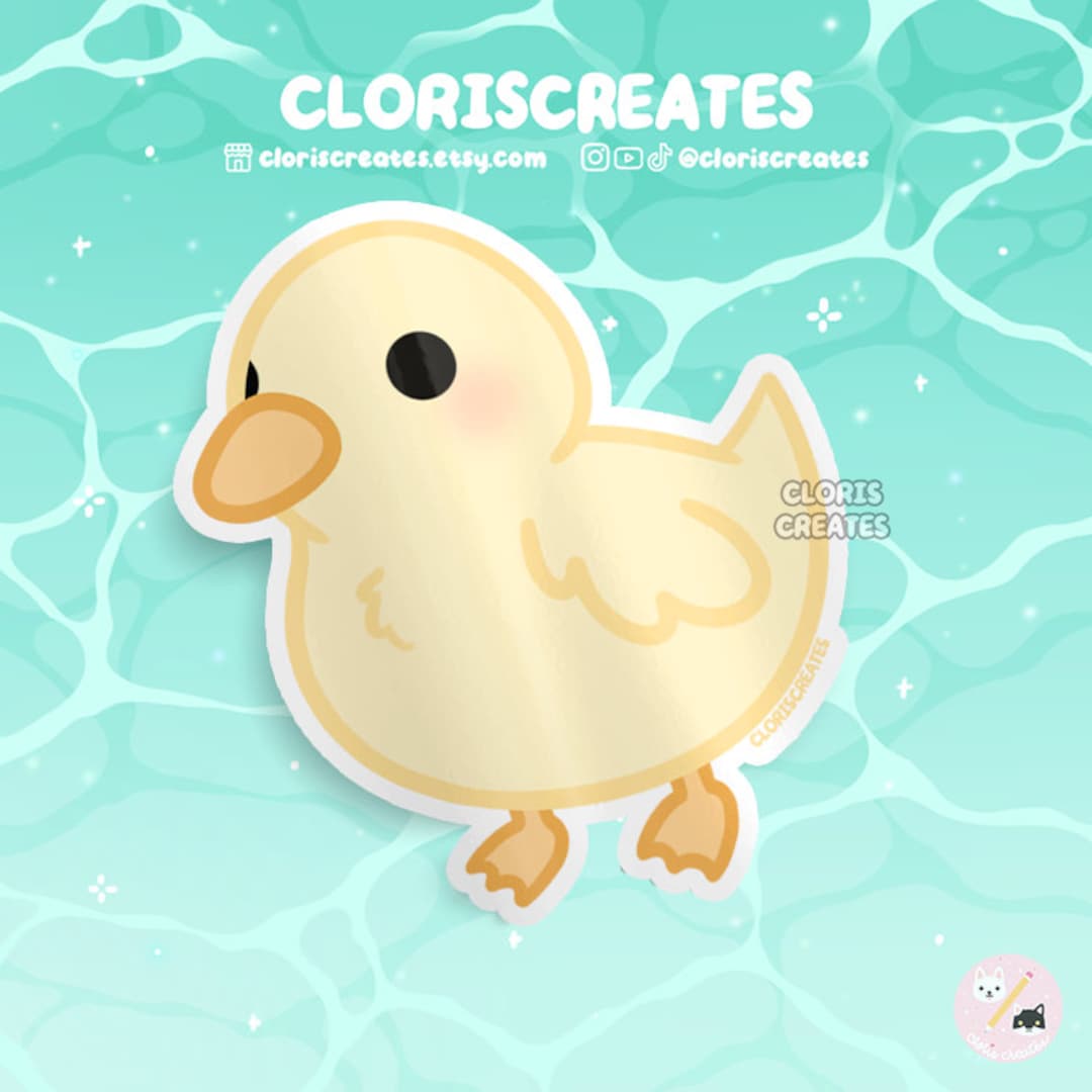 Yellow Duck Waterproof Vinyl Sticker | Kawaii Chibi Farm Animal Art ...