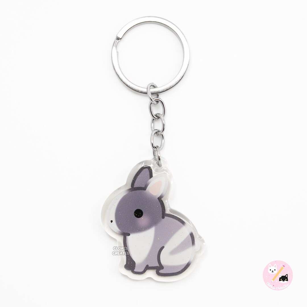 Magpie Netherland Dwarf Rabbit Acrylic Pet Keychain | Cartoon Kawaii ...