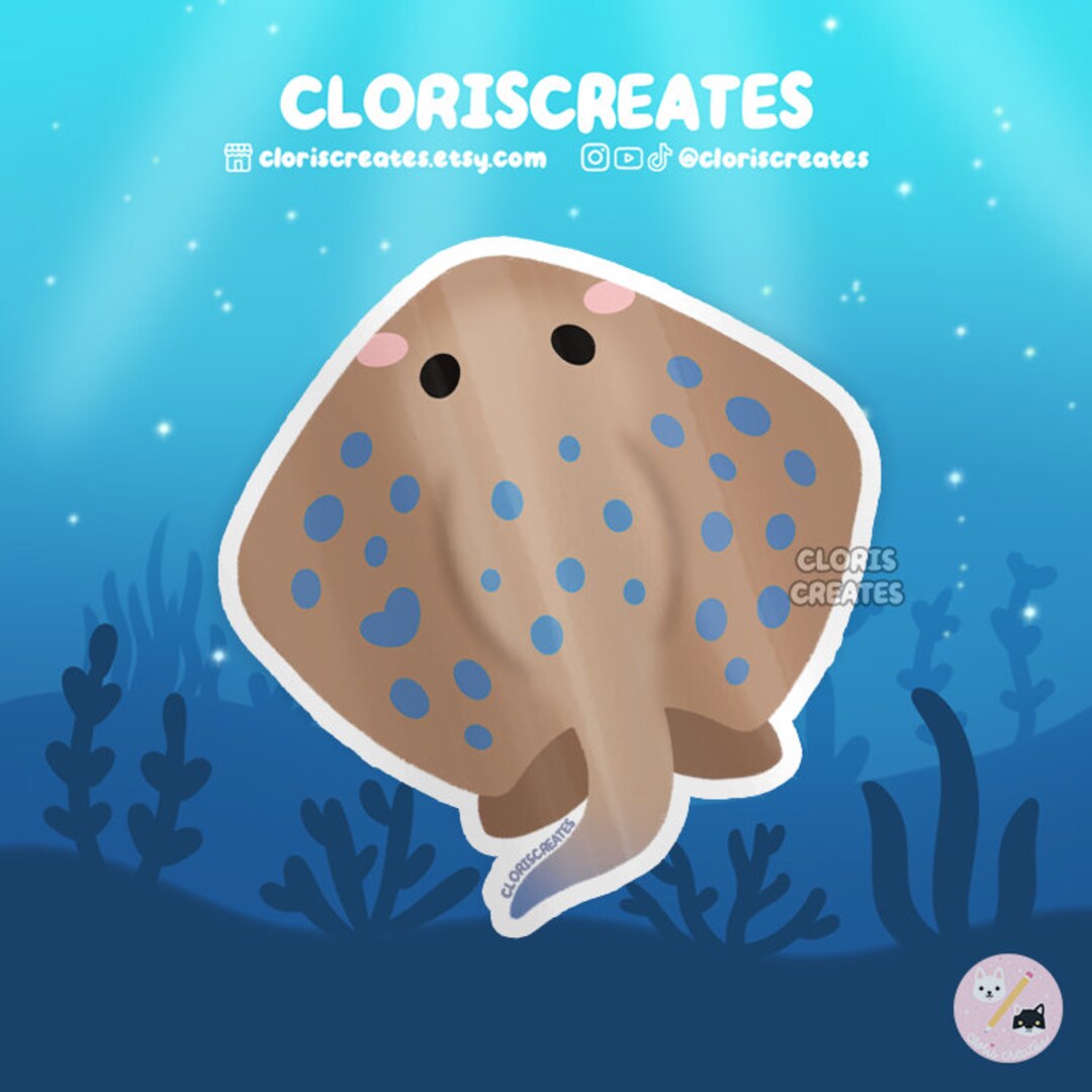 Stingray Waterproof Vinyl Sticker | Kawaii Chibi Marine Animal Lover ...