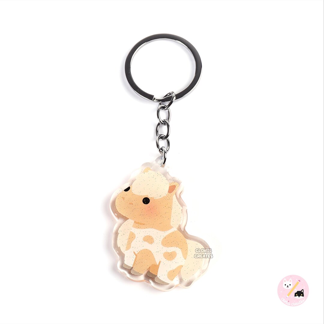 Palomino Spotted Pinto Paint Horse Keychain | Cartoon Chibi Glitter ...