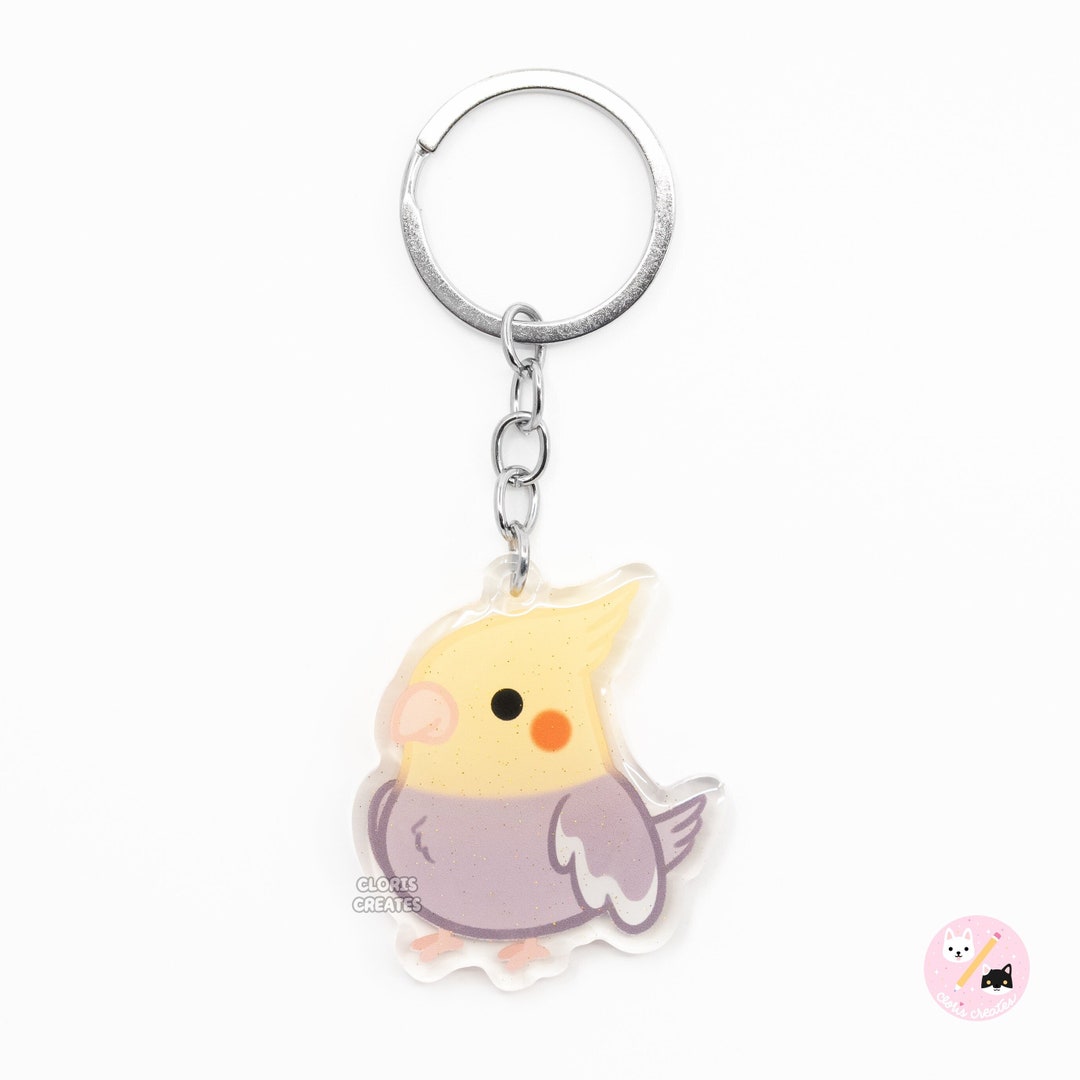 Cinnamon Cockatiel Acrylic Bird Parrot Keychain | Cartoon Kawaii Art ...