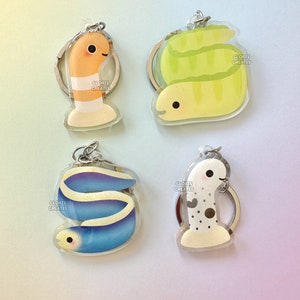 Moray Eel Acrylic Glitter Keychain | Kawaii Chibi Marine Animal Ocean ...
